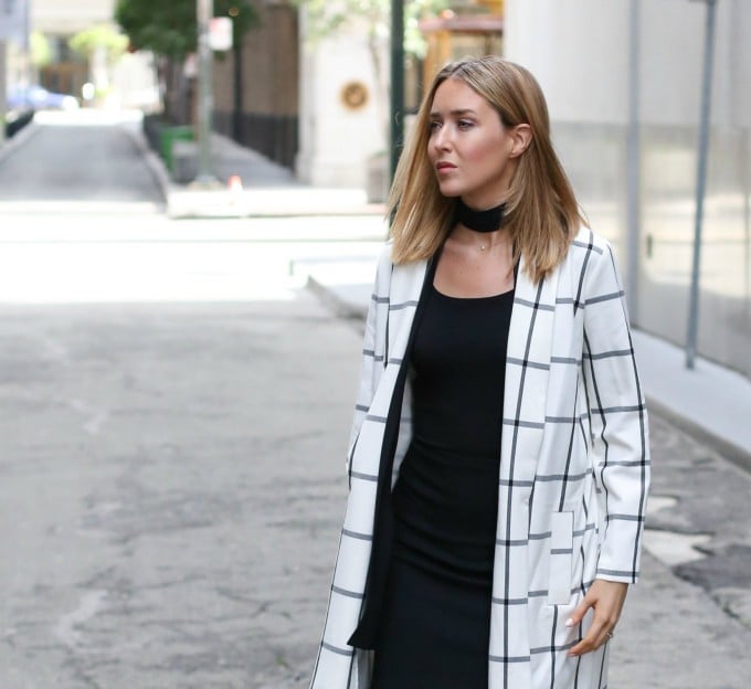 windowpane-long-blazer-coat-black-pencil-skirt-skinny-scarf-choker ... windowpane-long-blazer-coat-black-pencil-skirt-skinny-scarf-choker ...
