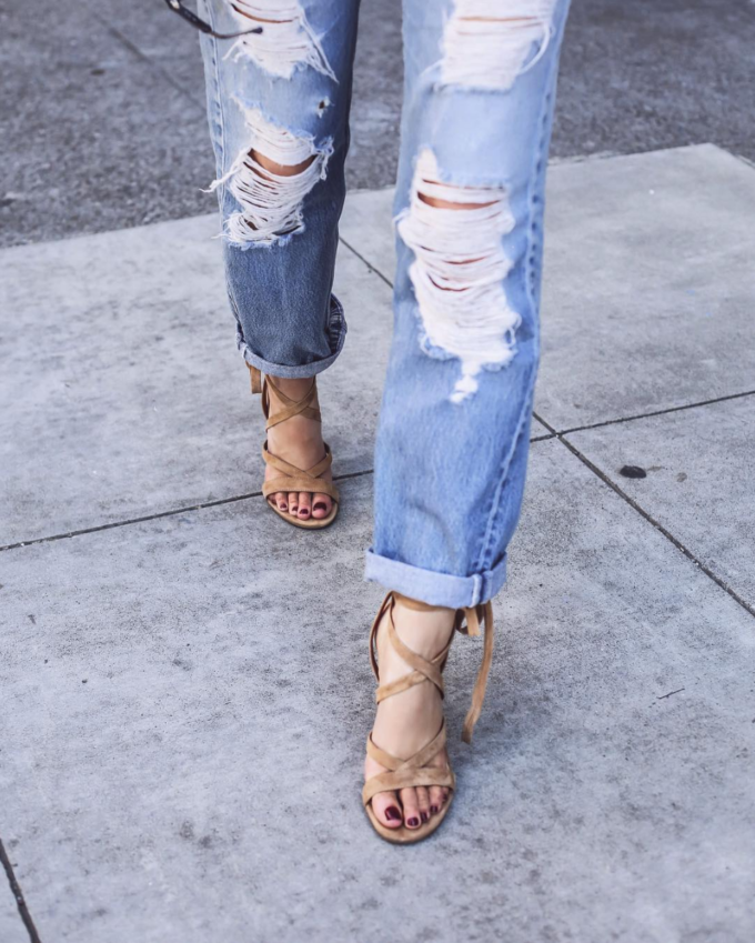Lace Up Heels and Ripped Jeans - MEMORANDUM | NYC Fashion & Lifestyle ...